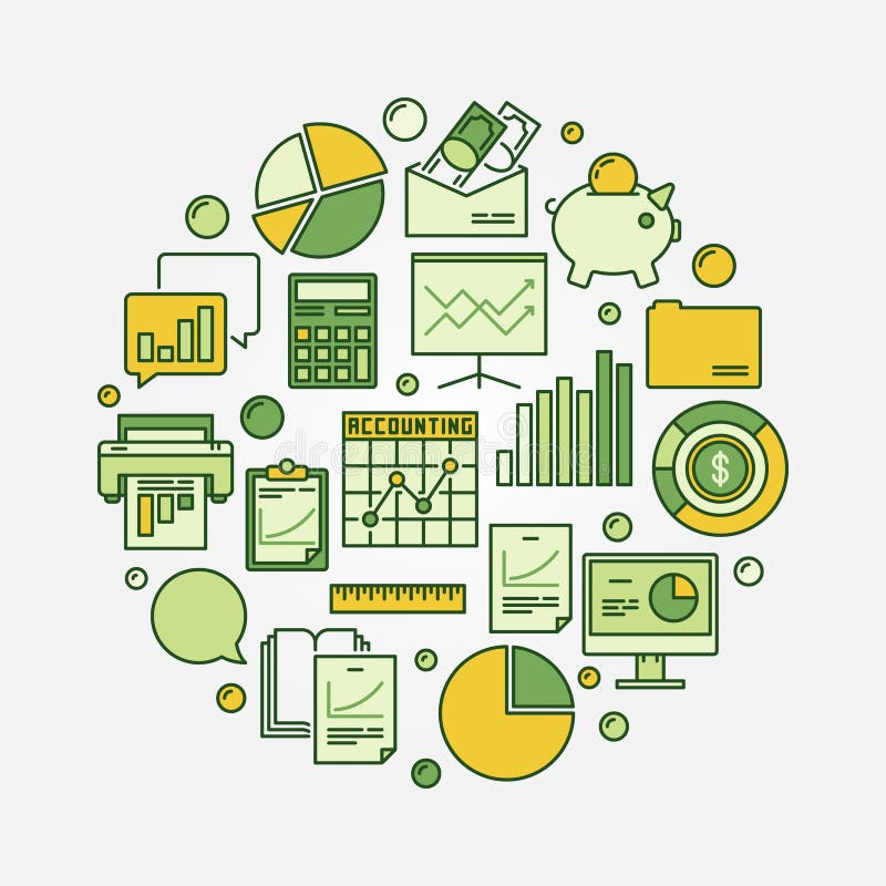 Colorful Accounting Round Illustration Stock Vector - Illustration of ...
