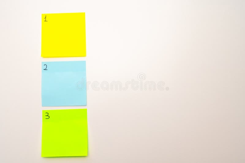 Colorful Adhesive Sheets. First Second Third. Stock Image - Image of ...