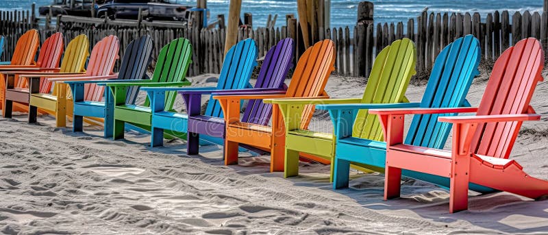 Colorful Wooden Adirondack Chairs Row Beach Stock Illustrations – 9 Colorful Wooden Adirondack ...