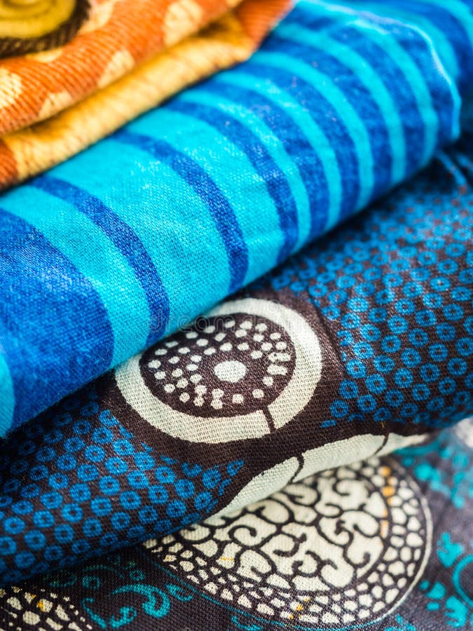 Colorful African Fabric Form Tanzania Stock Image - Image of shopping ...