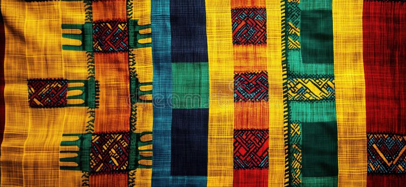 Colorful African Kente Cloth with Intricate Patterns and Textures Stock ...