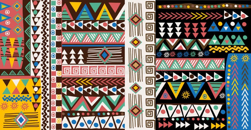 Colorful African Pattern with Ethnic Motifs Stock Vector - Illustration ...