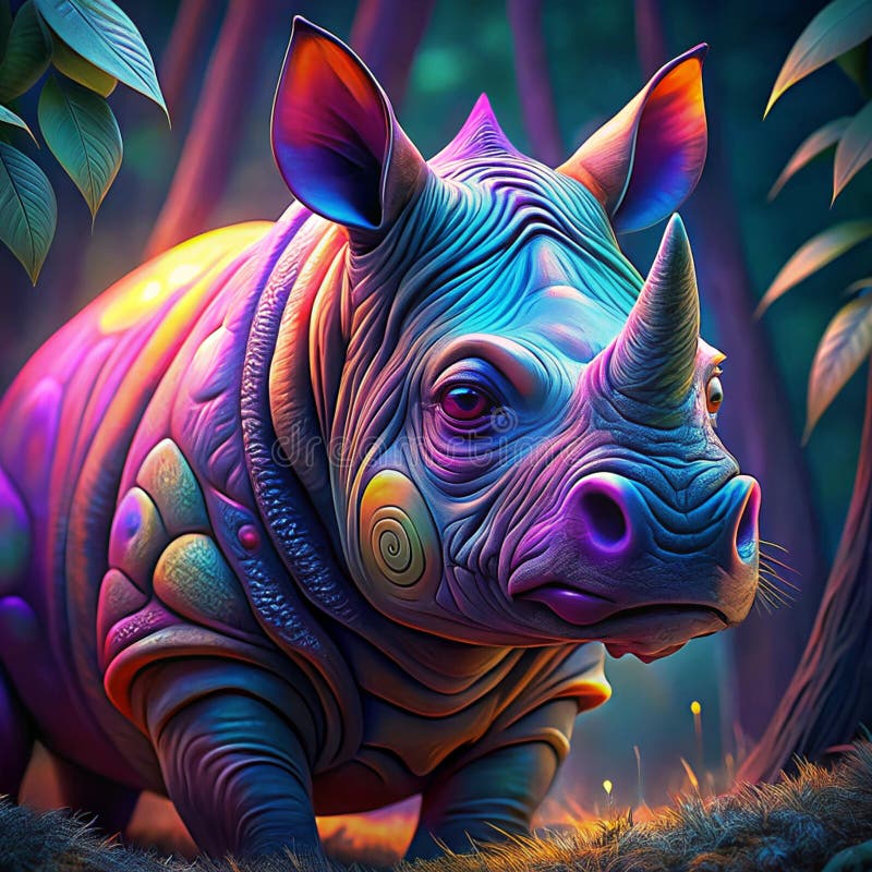 Colorful African Rhino Generative Ai Stock Illustration - Illustration ...