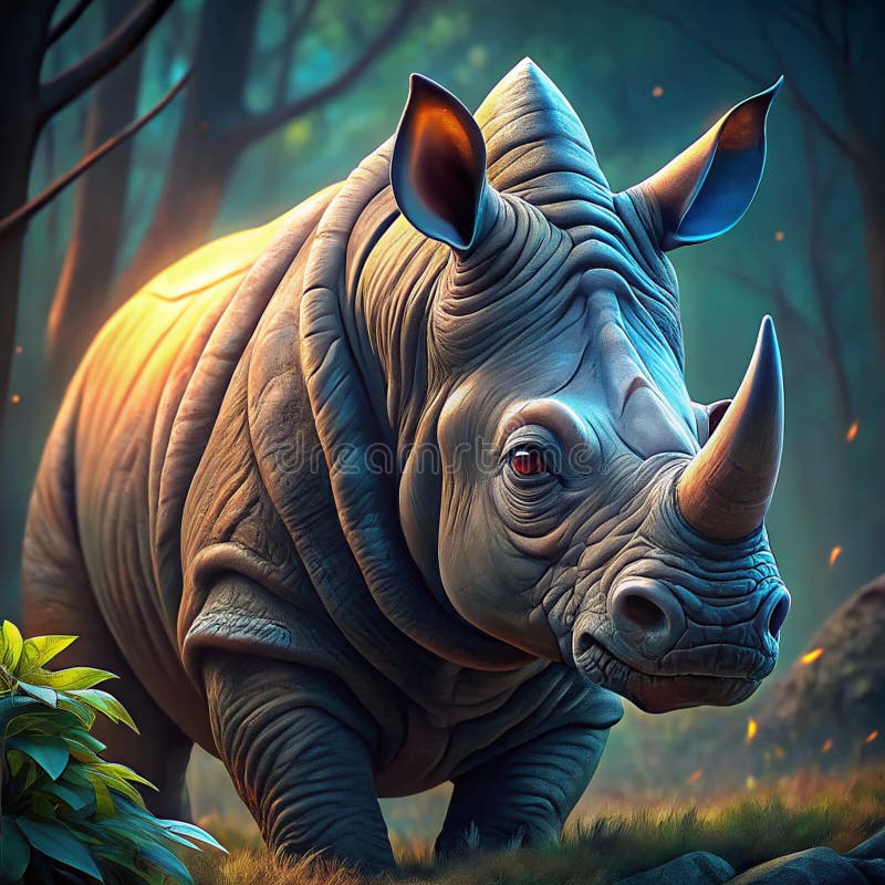 Colorful African Rhino Generative Ai Stock Illustration - Illustration ...