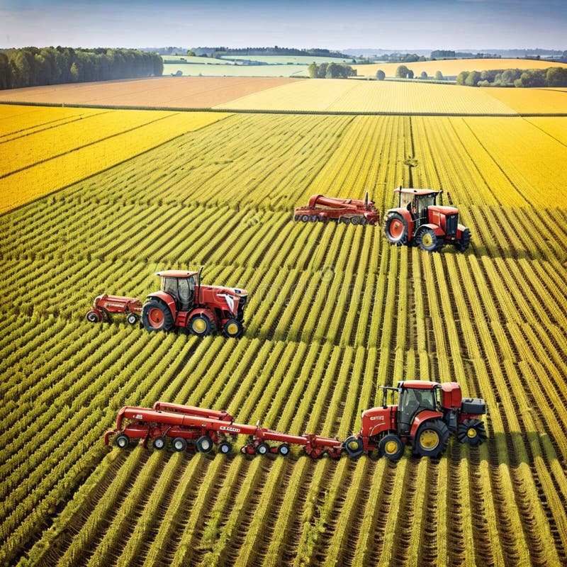 With Ai Generated Tractor in the Fields Stock Illustration ...