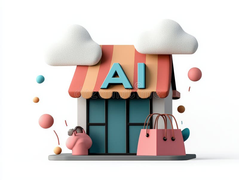 Colorful AI Shop with Playful Design Elements Stock Illustration ...