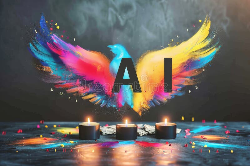 Colorful AI Wings Symbolizing Freedom and Innovation in a High Tech ...