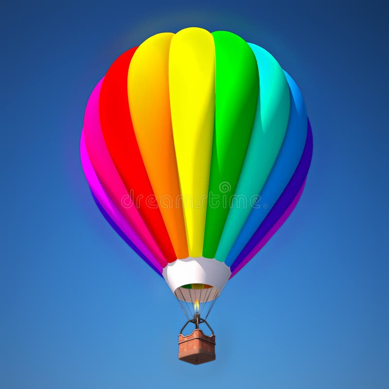 Colorful Air Balloon Against Blue Sky Stock Illustration - Illustration ...