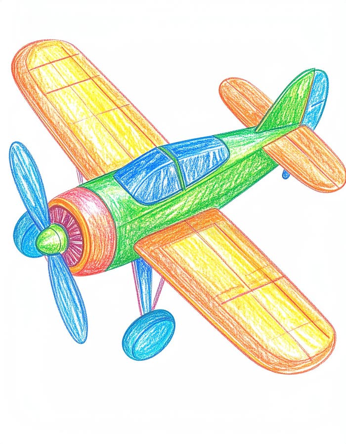 Colorful Airplane Drawing for Creative Designs Stock Illustration ...