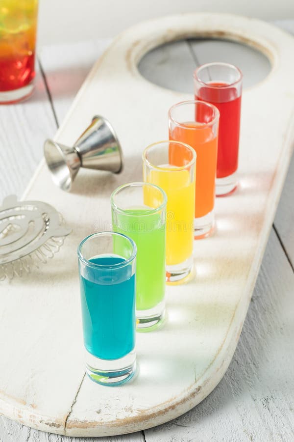 Colorful Alcoholic Rainbow Shots Stock Photo - Image of alcoholic, shot ...