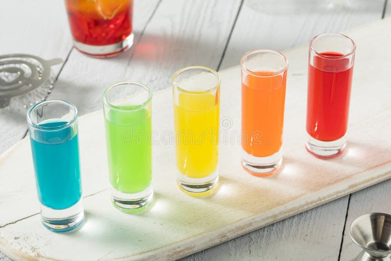 Colorful Alcoholic Rainbow Shots Stock Image - Image of counter, adult ...