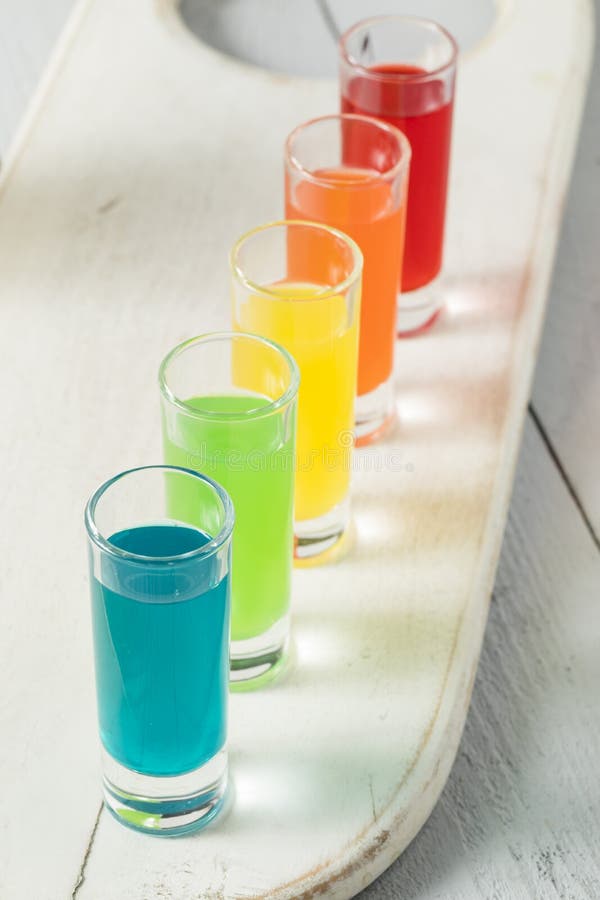 Colorful Alcoholic Rainbow Shots Stock Photo - Image of color, shot ...
