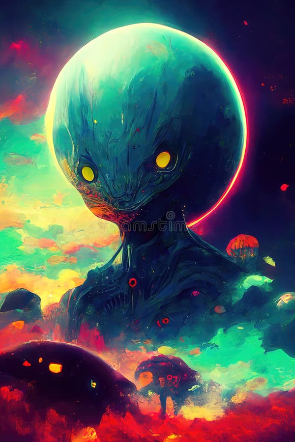 Colorful Alien World, Outer Space Martian Stock Illustration ...