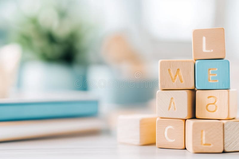 Colorful Alphabet Blocks are Arranged on a Table, Showcasing Playful ...