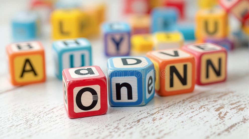 Colorful Alphabet Blocks Arranged on Wooden Surface for Creative ...