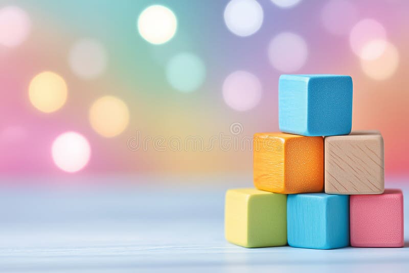 Colorful Alphabet Blocks are Creatively Arranged on a Table with a Soft ...