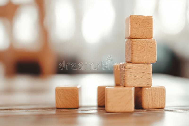 Colorful Alphabet Blocks are Creatively Stacked on a Table, Inviting ...