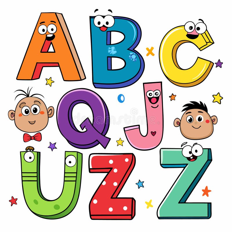 Colorful Alphabet Letters in Cartoon Style. ( Stock Vector ...