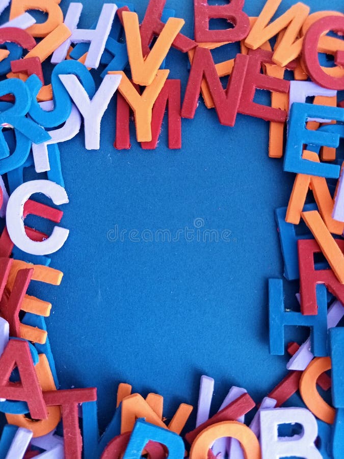 Colorful Alphabet Letters Border on a Blue Background Stock ...