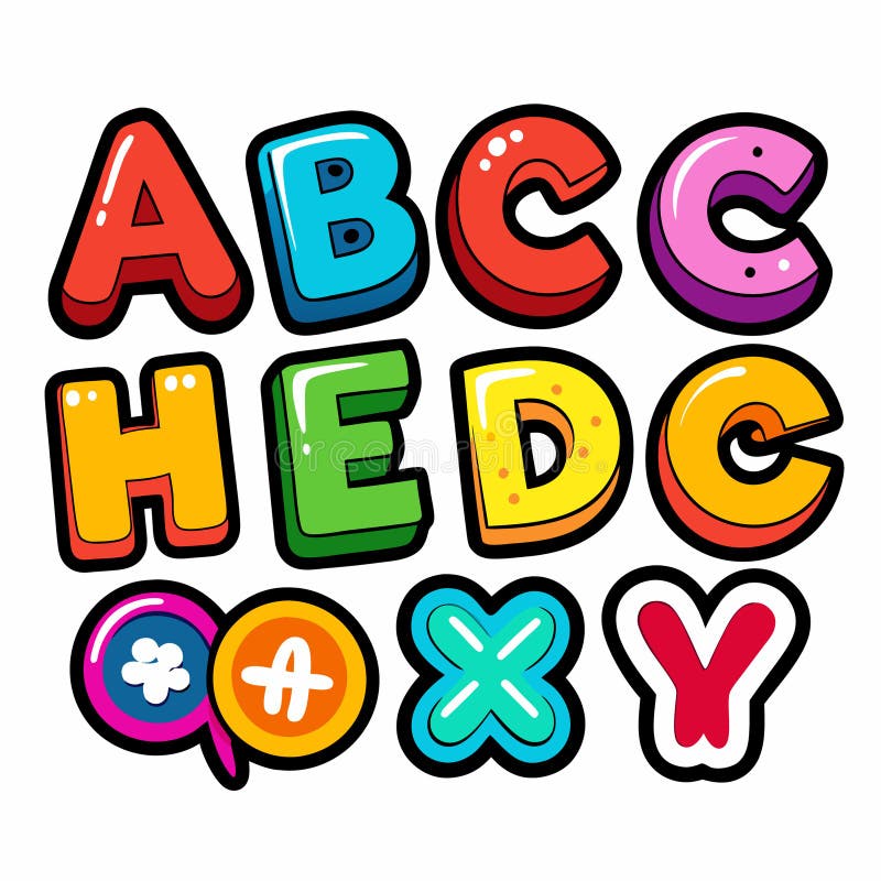 Colorful Alphabet Letters in Cartoon Style. ( Stock Vector ...