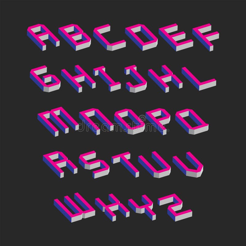 Colorful Alphabet Letters with 3d Isometric Effect Stock Vector ...