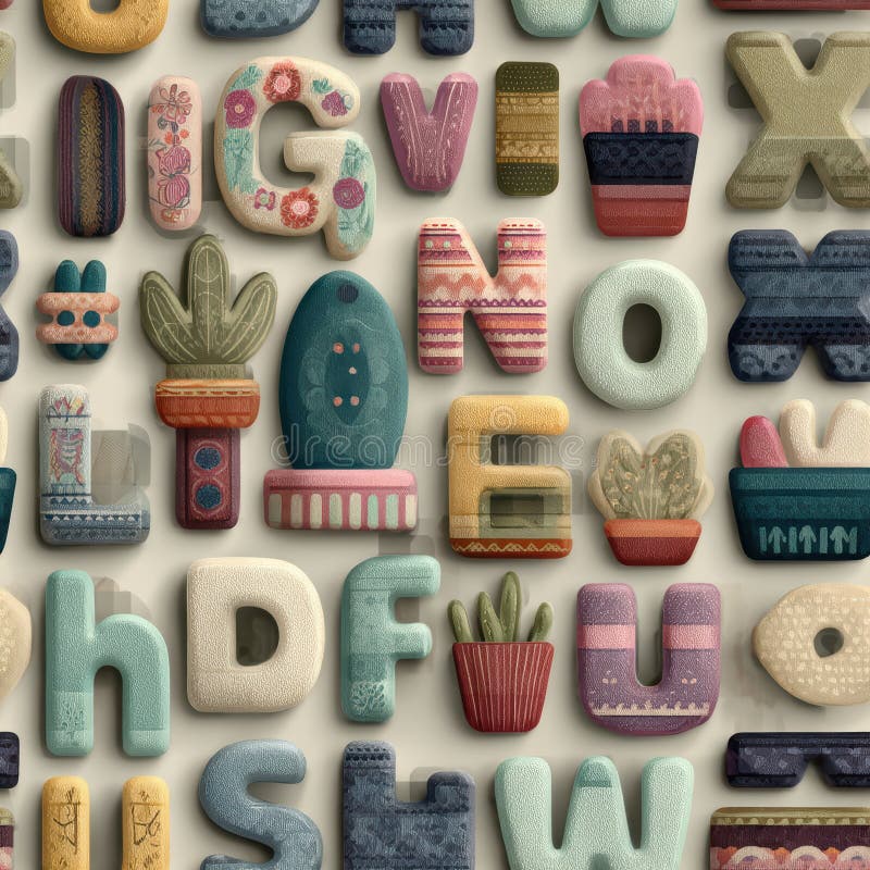 Colorful Alphabet Letters and Decorative Elements for Design Projects Stock Illustration ...
