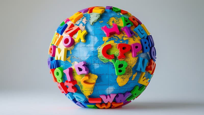 Colorful Alphabet Letters Forming a Globe on White Background Stock ...