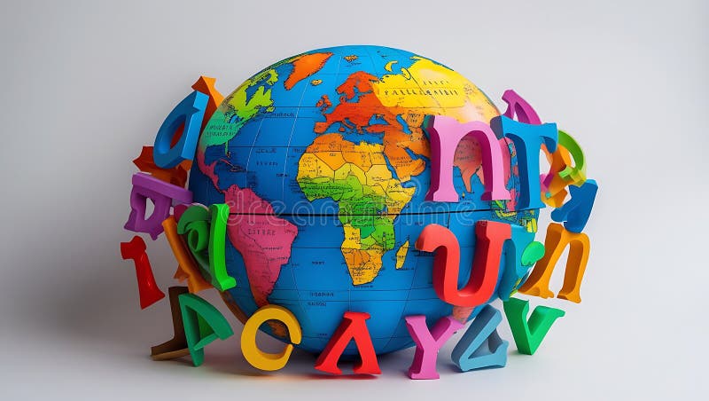 Colorful Alphabet Letters Forming a Globe on White Background Stock ...