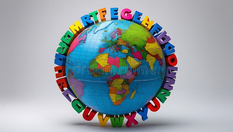 Colorful Alphabet Letters Forming a Globe on White Background Stock ...
