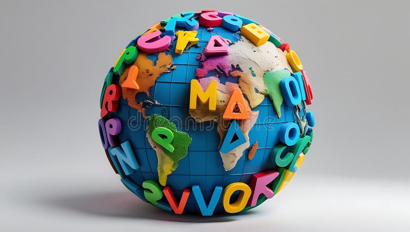 Colorful Alphabet Letters Forming a Globe on White Background Stock ...