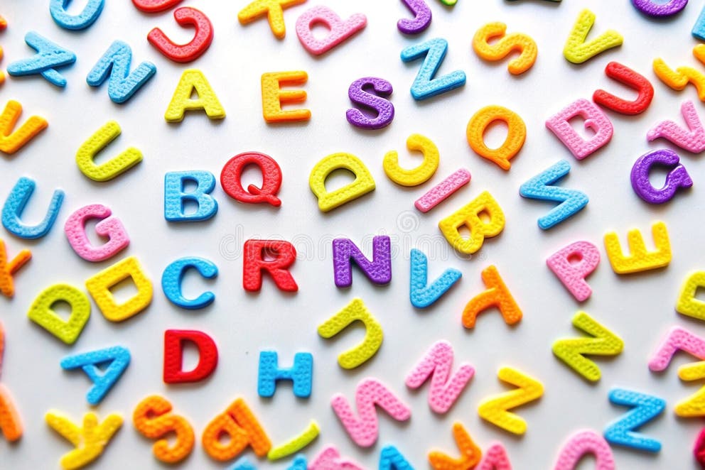 Colorful Alphabet Letters Scattered Stock Photo - Image of design ...