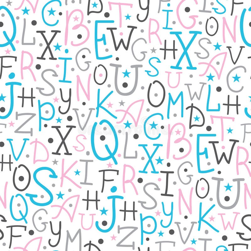 Colorful Alphabet Letters Seamless Pattern Stock Vector - Illustration ...