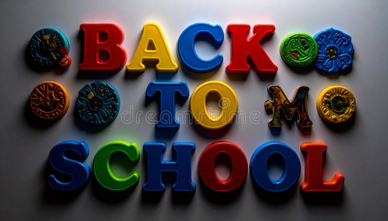 Colorful Alphabet Magnets on Refrigerator. Back To School Concept ...