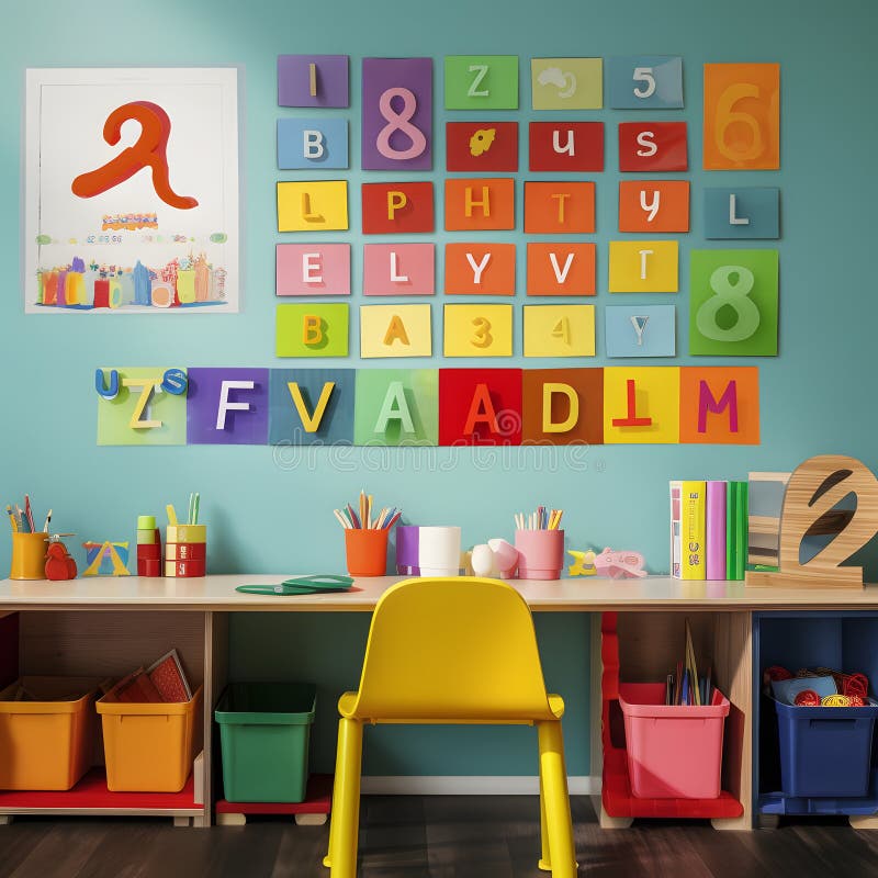 A Colorful Alphabet Poster on a Classroom Wall Colors One Created with ...