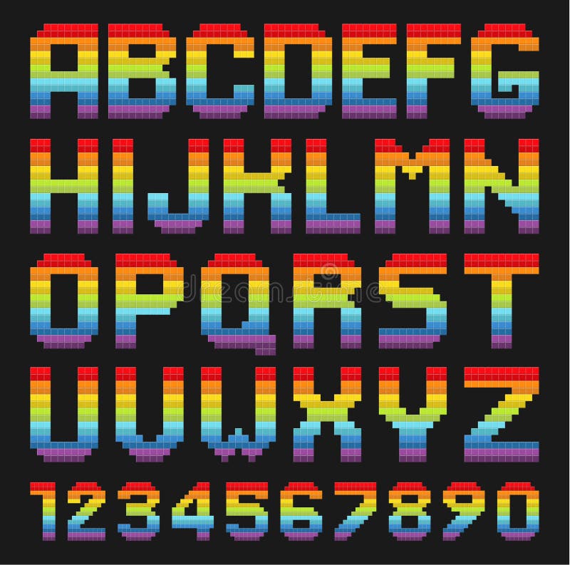 Colorful Alphabet Set. Rainbow Rounded Squares Stock Vector ...