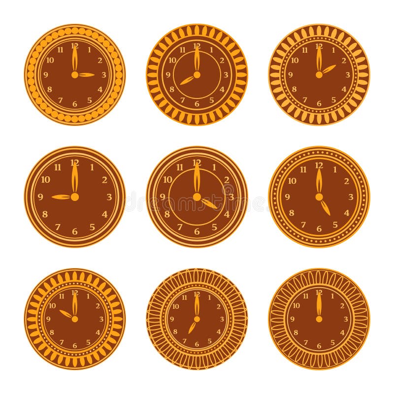 Colorful amber clocks set stock vector. Illustration of beauty - 70828320