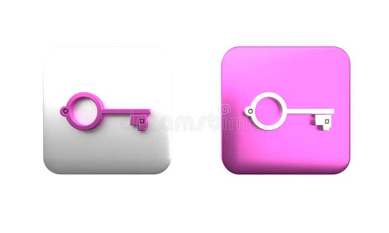 Colorful Ancient Key for Game Icon Isolated on White Background. Square ...