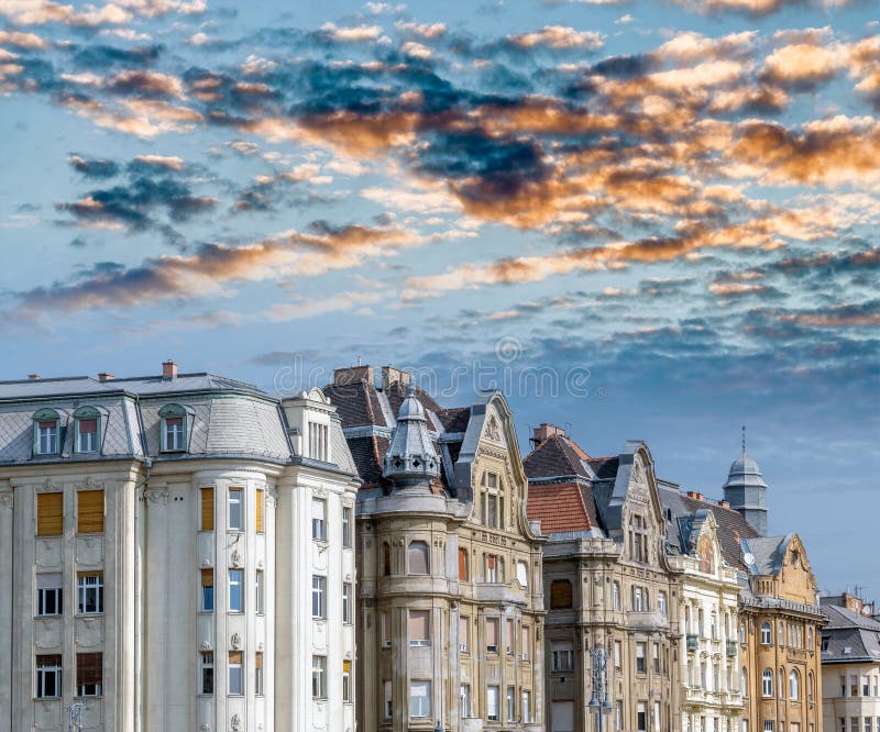 Colorful and Ancient Medieval Buildings of Budapest, Hungary Stock ...