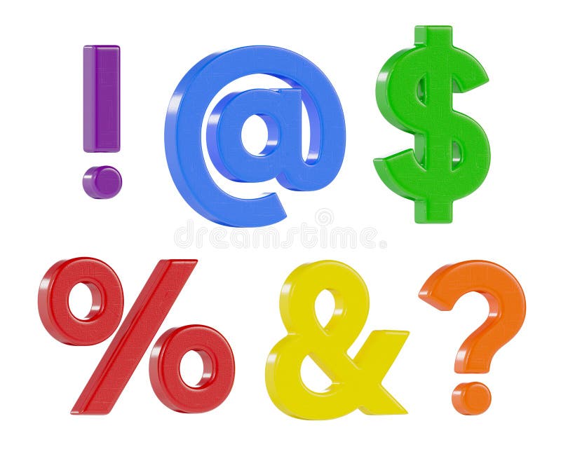 Colorful Angled Magnetic Plastic Characters Set Isolated on a White ...