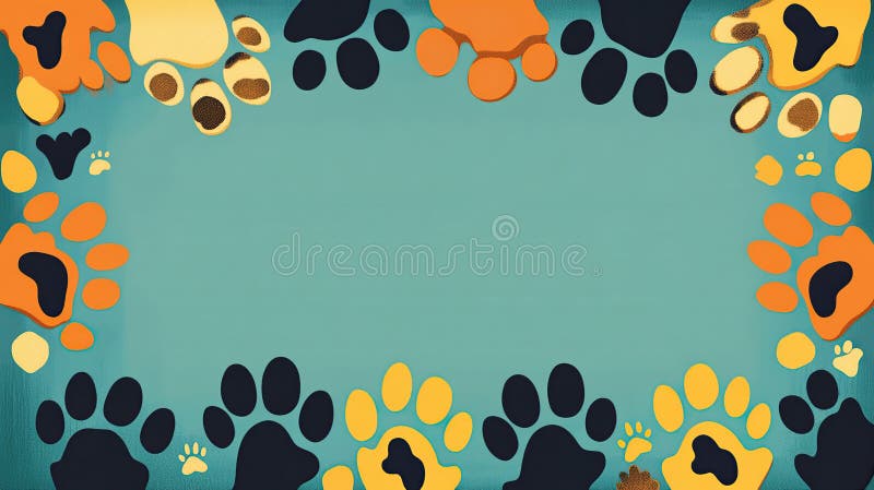 Colorful Animal Paw Prints Border Design Stock Illustration ...