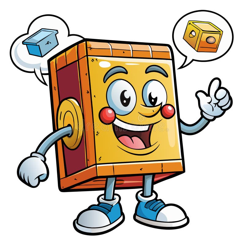 Colorful Animated Box Character Communicating with Gestures and Speech ...