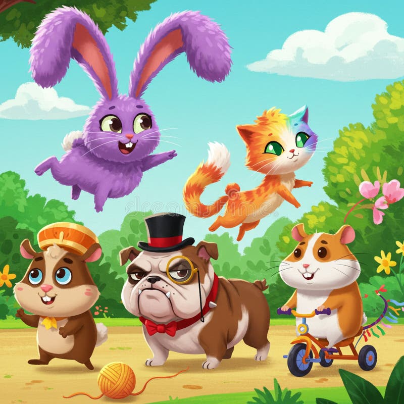 Colorful Animation Featuring Anthropomorphized Animals in a Vibrant ...