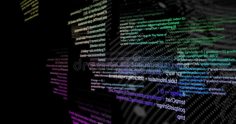 Colorful Animation Of Floating Code Lines Creating Dynamic Digital