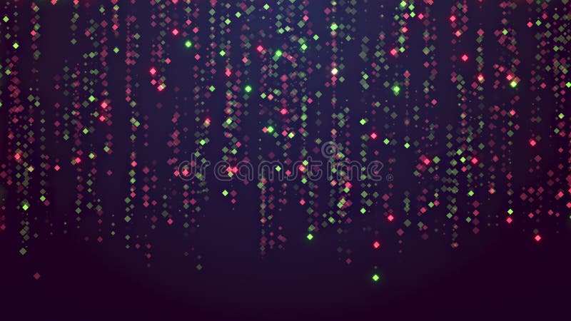 Colorful Animation of Shiny Dots Falling Down on a Dark Blue Background ...