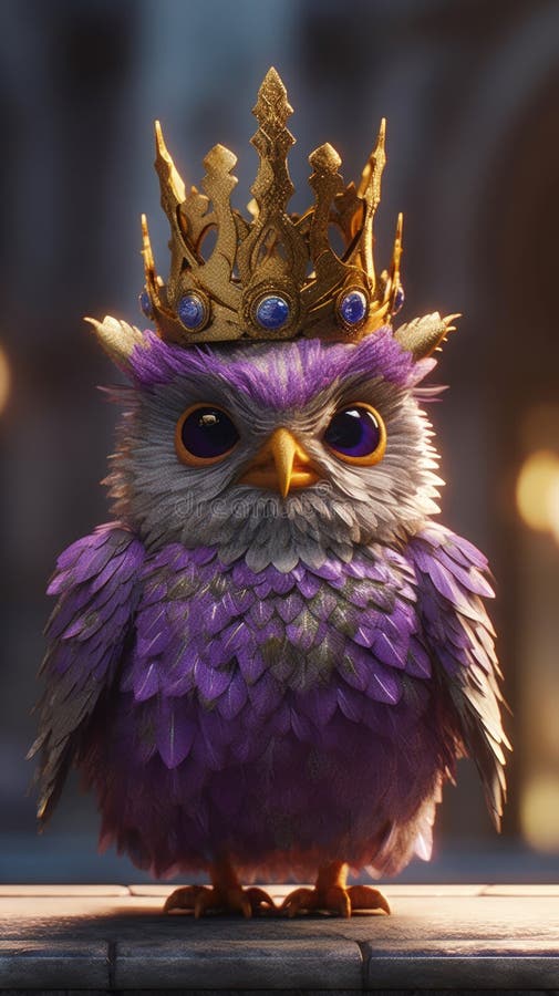 Colorful Animation: Small Owl with Feathery Crown AI Generated Stock ...