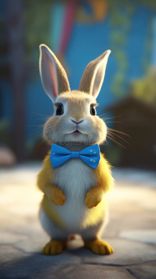 Colorful Animation Stills: Small Bunny with Blue and Yellow Bowtie ...