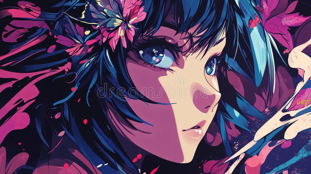 Colorful Anime Sticker Design for Tshirt Sticker Illustration Stock ...