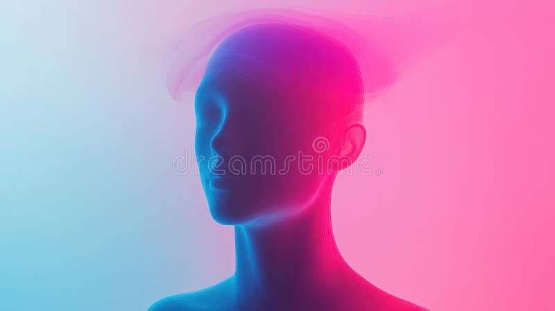 Colorful Anonymous User Icon with Abstract Silhouette in Pink and Blue ...
