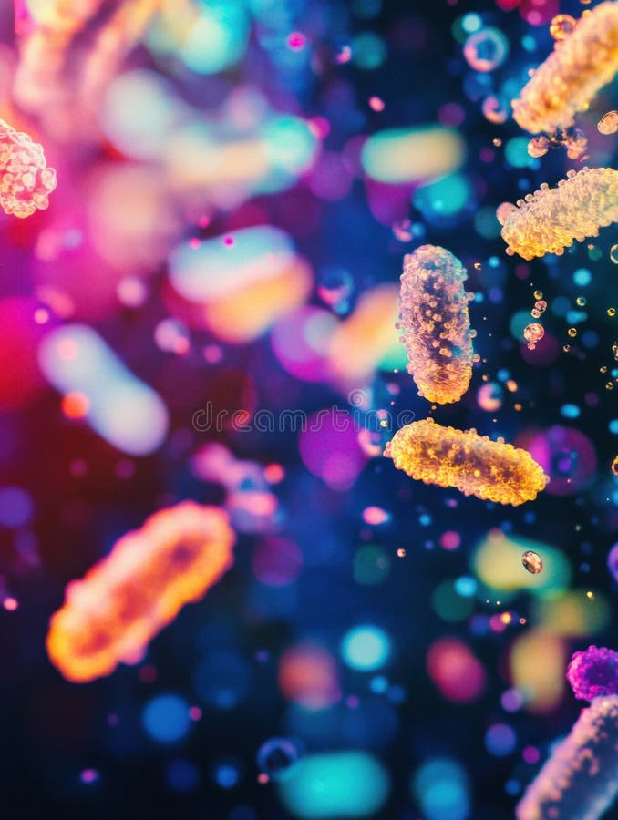 Microscopic View of Colorful Antibiotics Interacting with Bacteria in a ...