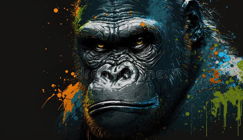 Colorful Ape Abstraction Artwork Stock Illustration - Illustration of ...